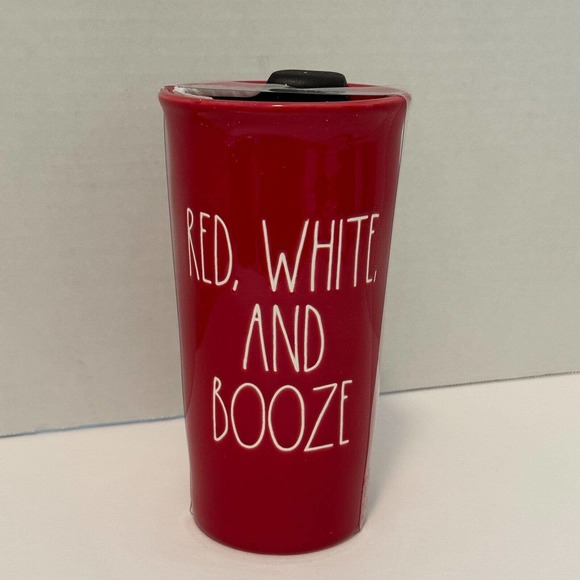 Rae Dunn | Dining | Rae Dunn Red White And Booze Travel Mugcup Wlid Red ...